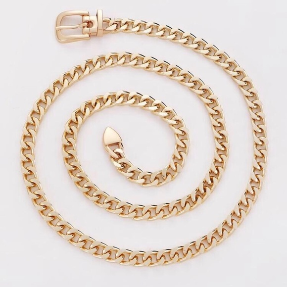 Zara | Accessories | Zara Gold Chain Link Belt High Waist Buckle New ...
